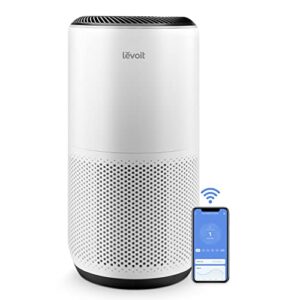 levoit air purifiers for home large room, smart wifi and pm2.5 monitor h13 true hepa filter removes up to 99.97% of particles, pet allergies, smoke, dust, auto mode, alexa control, white