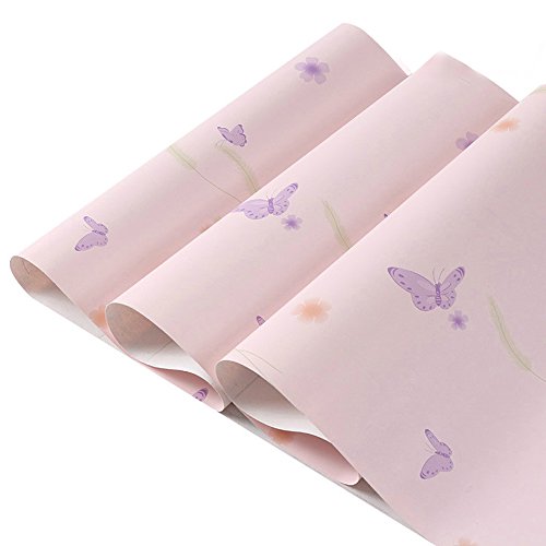 Yifely Purple Butterfly Peel & Stick Shelf Drawer Liner PVC Nightstands Study Desk Tabletop Protective Paper 17.8 Inch by 9.8 Feet