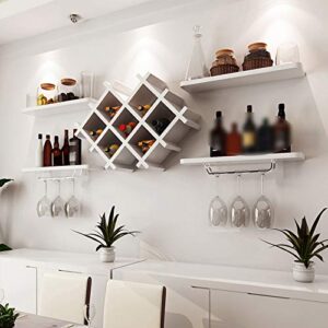 ceraburet 5 set of wine rack wall mounted wooden wine holder shelf w/ storage shelves and glass holder, wine rack insert display rack multifunctional storage shelf, l129cm/h36cm/d 20cm (white)