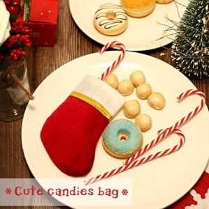 30 Pieces Christmas Dinner Table Decorations Christmas Socks Silverware Holders Tableware Bags Mini Christmas Stockings Knife Spoon Fork Storage Bag for Christmas Party Dinner Table