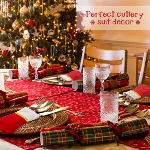 30 Pieces Christmas Dinner Table Decorations Christmas Socks Silverware Holders Tableware Bags Mini Christmas Stockings Knife Spoon Fork Storage Bag for Christmas Party Dinner Table