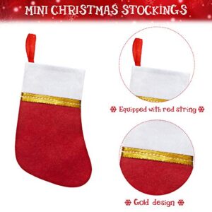 30 Pieces Christmas Dinner Table Decorations Christmas Socks Silverware Holders Tableware Bags Mini Christmas Stockings Knife Spoon Fork Storage Bag for Christmas Party Dinner Table