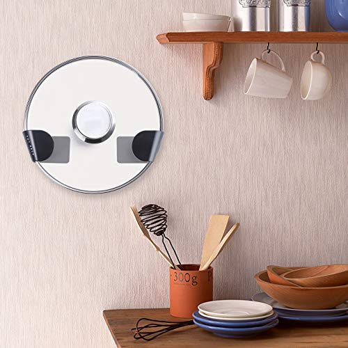 Hemoton 5 Pair Wall Pot Lid Holder Wall Door Mounted Pan Lid Cover Hanger Rack Multifunctional Kitchen Utensil Cutting Board Organizer for Home Kitchen Black