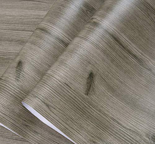 Redodeco Ash Grey Wood Grain Adhesive Paper Counter Top Vinyl Furniture Cabinets Wardrobe Shelf Liner Wallpaper Sticker Decal,12inch X 79inch