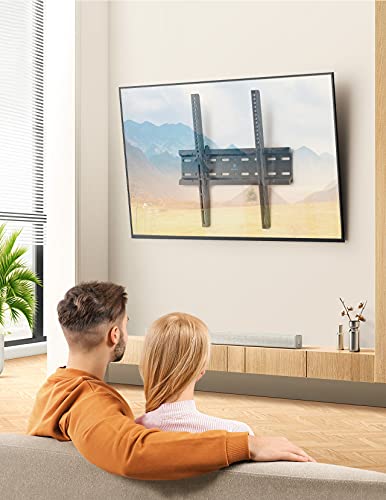 PERLESMITH Tilting TV Wall Mount Bracket Low Profile for Most 23-60 inch LED LCD OLED, Plasma Flat Screen TVs with VESA 400x400mm Weight up to 115lbs, Fits 16" Wood Stud