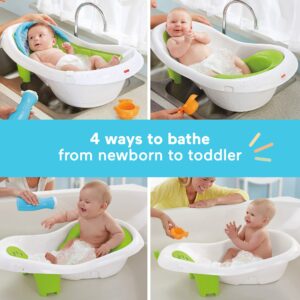 fisher-price baby bath tub, 4-in-1 newborn to toddler tub with infant seat bath toys and sling ‘n seat tub, green