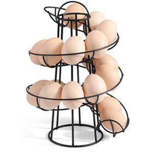 welinks iron egg holder stand, spiral design egg storage shelf, spiraling dispenser rack, save space storage display rack, kitchen egg storage holder, spiral egg basket (black)