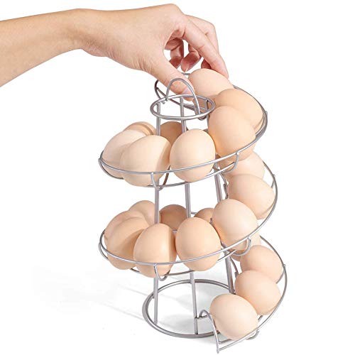 WElinks Iron Egg Holder Stand, Spiral Design Egg Storage Shelf, Spiraling Dispenser Rack, Save Space Storage Display Rack, Kitchen Egg Storage Holder, Spiral Egg Basket (Black)