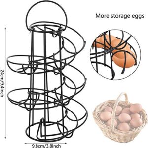 WElinks Iron Egg Holder Stand, Spiral Design Egg Storage Shelf, Spiraling Dispenser Rack, Save Space Storage Display Rack, Kitchen Egg Storage Holder, Spiral Egg Basket (Black)