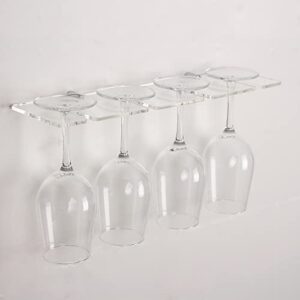 WANLIAN Wine Glass Holder Wall Mounted Wine Glass Holder Acrylic Wall Mounted Wine Glass Holder Cabinet Tableware Lower Wine Glass Holder and Wine Glass Storage Rack (Transparent 2 pieces)