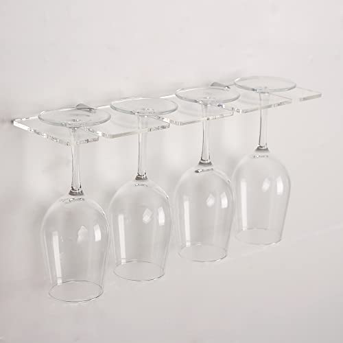 WANLIAN Wine Glass Holder Wall Mounted Wine Glass Holder Acrylic Wall Mounted Wine Glass Holder Cabinet Tableware Lower Wine Glass Holder and Wine Glass Storage Rack (Transparent 2 pieces)