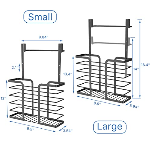 KEGII 2 Pack Cabinet Door Organizer, Kitchen Cutting Board Organizer with Towel Bar, Over Cabinet Door Organizer for Foil, Plastic Wrap, Baking Sheet Storage, Black