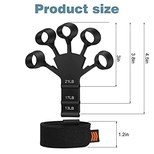 Finger Strengthener, Grip Strength Trainer, Finger Exerciser & Hand Strengthener, Finger Resistance Band for Wrist Physcial Rehabilitation (Black+Grey)