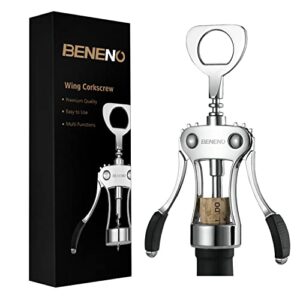 wine opener, zinc alloy premium wing corkscrew wine bottle opener with multifunctional bottles opener, upgrade