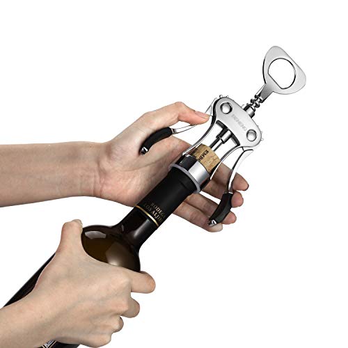 Wine Opener, Zinc Alloy Premium Wing Corkscrew Wine Bottle Opener with Multifunctional Bottles Opener, Upgrade