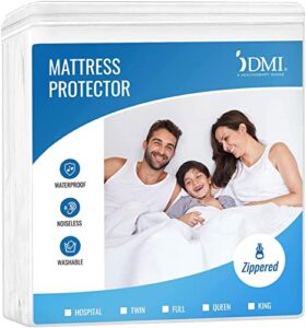 dmi waterproof mattress protector and mattress cover, encased zippered fit, twin, packaging may vary