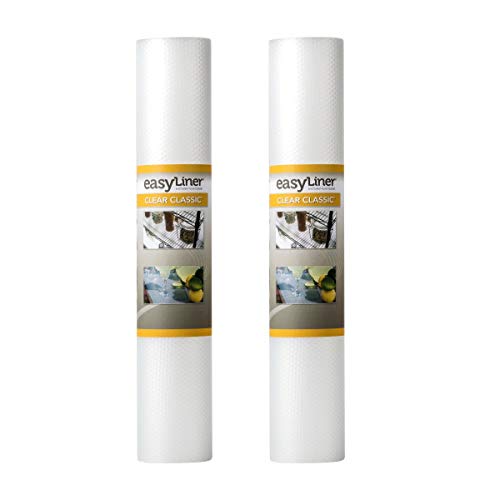 Duck 285778 Clear Classic EasyLiner Shelf Liner, 20 in x 24 ft, 2 Rolls, White, 79 sq