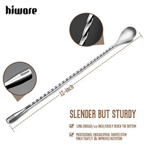 Hiware LZS13B 12 Inches Stainless Steel Mixing Spoon, Spiral Pattern Bar Cocktail Shaker Spoon