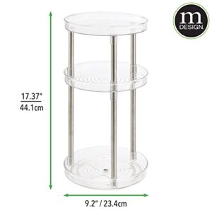 mDesign Spinning 3-Tier Lazy Susan 360 Rotating Makeup Organizer Storage Tower - Beauty Cosmetic Organization Caddy for Bathroom Vanity, Countertop, Makeup Table - Ligne Collection - Clear