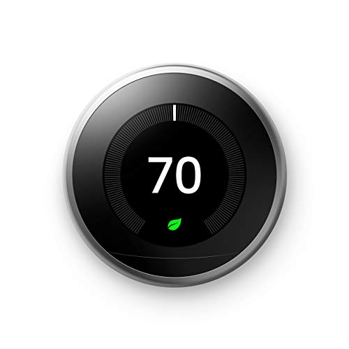 Google Nest Learning Thermostat - Programmable Smart Thermostat for Home - 3rd Generation Nest Thermostat - Works with Alexa - Stainless Steel