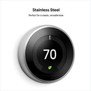 Google Nest Learning Thermostat - Programmable Smart Thermostat for Home - 3rd Generation Nest Thermostat - Works with Alexa - Stainless Steel