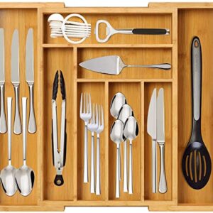 Kitchen Drawer Organizer, Bamboo Silverware Organizer, Expandable Utensil Tray Drawer Organizer, Silverware EP-001 0