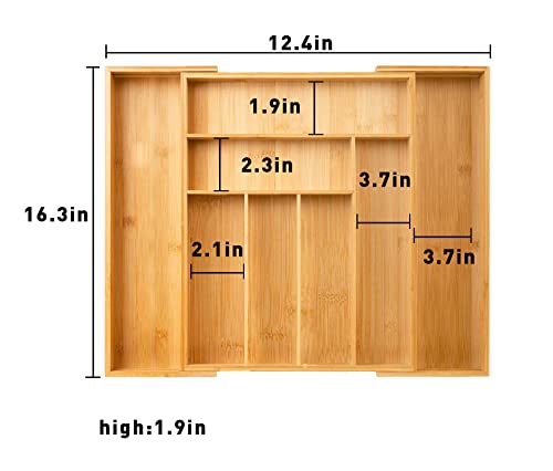 Kitchen Drawer Organizer, Bamboo Silverware Organizer, Expandable Utensil Tray Drawer Organizer, Silverware EP-001 0