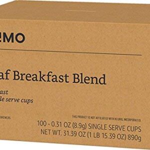 Amazon Brand Solimo Decaf Light Roast Coffee Pods, Breakfast Blend, Compatible with Keurig 2.0 K-Cup Brewers,100 Count (Pack of 1)