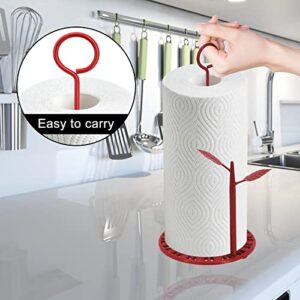 Allboss Paper Towel Holders Countertop,Free Standing Kitchen Roll Holder,Paper Towel Stands for Kitchen Roll Organize with Decoration for Bars & Dining, Red