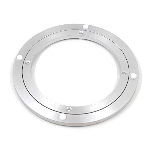 Geesatis Table Turntable Accessories 1 PCS Metal Lazy Susan Hardware Rotating Turntable Bearing Round Swivel Plate, Smooth Swivel Plate for Kitchen Base Turn Dining Table, Heavy Loads, Silver, 8 inch