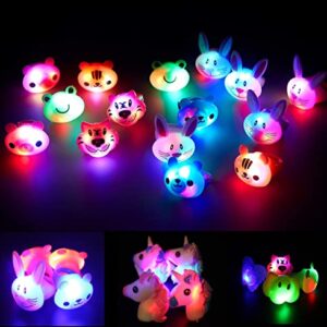 24 Pack LED Light Up Bumpy Rings Party Favors For Kids Prizes Box Toys For Birthday Classroom Rewards Treasure Box Prizes Toys Glow Party Supplies