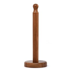 goodsdeco wooden paper towel holder – paper towel hanger rack, countertop kitchen paper towel dispenser, standing paper towel roll hanger, rubberwood paper towel holder (walnut)