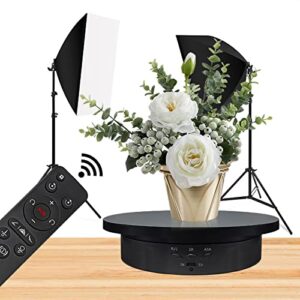 ZLMONDEE Remote Motorized Rotating Display Stand Turntable Motorized Lazy Susan with 5.74/7.08/8.66 inch Replacement Cover for Photography Products and Shows (Black)