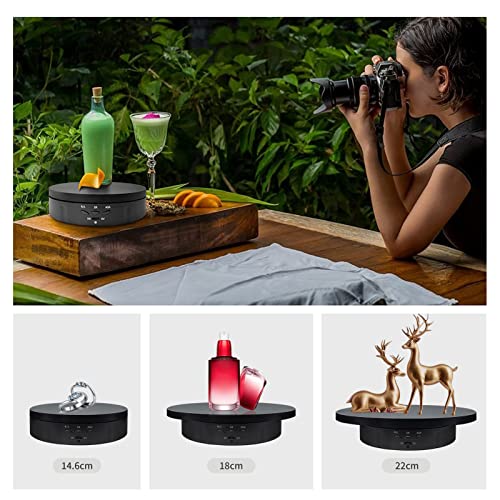 ZLMONDEE Remote Motorized Rotating Display Stand Turntable Motorized Lazy Susan with 5.74/7.08/8.66 inch Replacement Cover for Photography Products and Shows (Black)