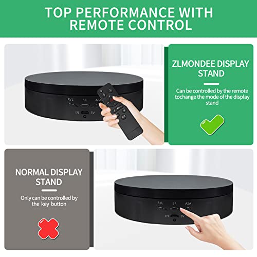 ZLMONDEE Remote Motorized Rotating Display Stand Turntable Motorized Lazy Susan with 5.74/7.08/8.66 inch Replacement Cover for Photography Products and Shows (Black)