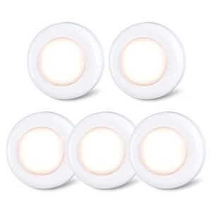 tap light push lights star-spangled mini night touch light led puck lights portable under cabinet lighting battery operated powered diy stick on lights wireless closet counter kitchen warm white 5pack