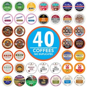 coffee pods variety pack sampler, assorted single serve coffee for keurig k cups coffee makers, 40 unique cups – great coffee gift