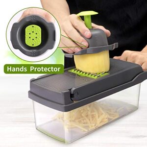 Vegetable Chopper,Senbowe Multifunctional 13-in-1 Food Choppers Onion Chopper Vegetable Slicer Cutter Dicer Veggie chopper with 8 Blades,Colander Basket,Container for Salad Potato Carrot Garlic