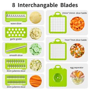 Vegetable Chopper,Senbowe Multifunctional 13-in-1 Food Choppers Onion Chopper Vegetable Slicer Cutter Dicer Veggie chopper with 8 Blades,Colander Basket,Container for Salad Potato Carrot Garlic