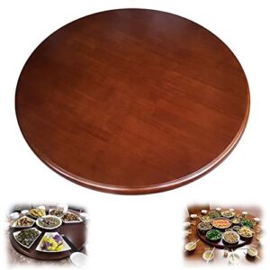 redexi wood 30in rotating serving tray large dining table turntable round rotatable serving plate kitchen countertop lazy susan heavy duty tray, rustic style (size : 80cm/30in)