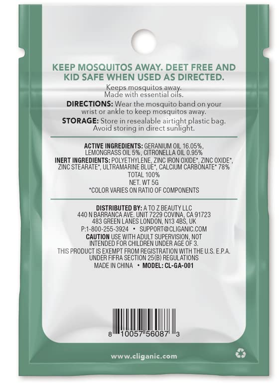 Cliganic 10 Pack Mosquito Repellent Bracelets, DEET-Free Bands, Individually Wrapped