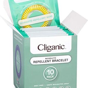 Cliganic 10 Pack Mosquito Repellent Bracelets, DEET-Free Bands, Individually Wrapped