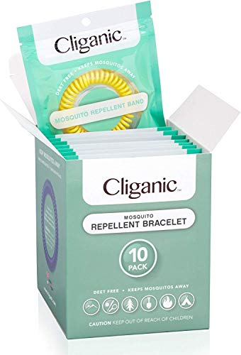 Cliganic 10 Pack Mosquito Repellent Bracelets, DEET-Free Bands, Individually Wrapped