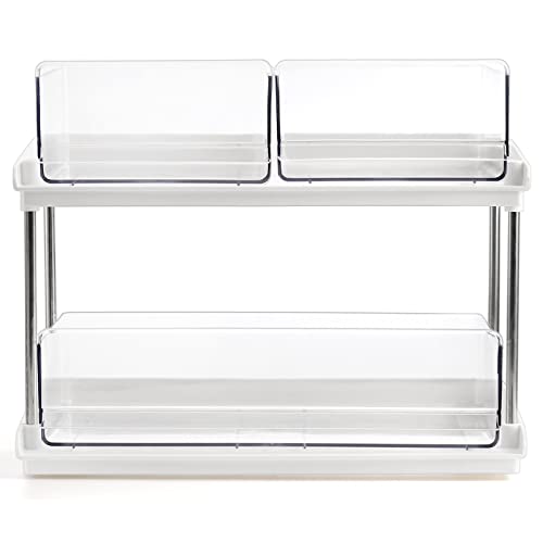 ZEAYEA 2 Tier Clear Organizer, Multi-Purpose Slide-Out Storage Container, Bathroom Vanity Countertop Organizer, Under Sink Organizer with Pull Out Drawer for Kitchen Pantry Office Desktop Cabinet