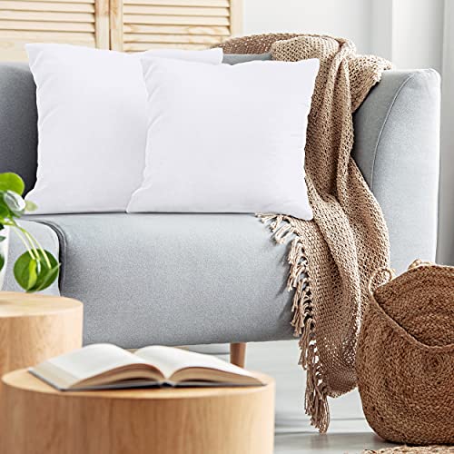 Utopia Bedding Throw Pillows Insert (Pack of 2, White), 18 x 18 Inches Couch Sofa Cushion, Decorative Pillow and Sham Stuffer for Bed