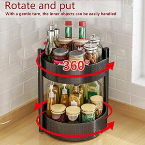 GILIGEGE Storage Rack (Black) Tier Multifunctional Kitchen Turntable Inch Organizer Turntable Storage 2 Rack 13 Rack Kitchen Gadgets (Black, One Size)