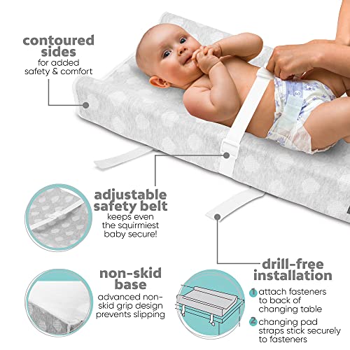 Contoured Changing Pad - Waterproof & Non-Slip, Includes a Cozy, Breathable, & Washable Cover - Jool Baby