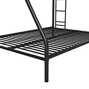 DHP Twin-Over-Full Bunk Bed with Metal Frame and Ladder, Space-Saving Design, Black