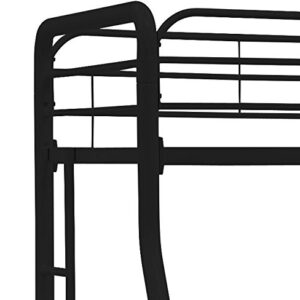 DHP Twin-Over-Full Bunk Bed with Metal Frame and Ladder, Space-Saving Design, Black