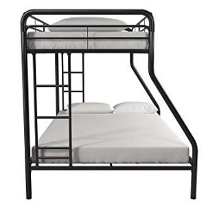 DHP Twin-Over-Full Bunk Bed with Metal Frame and Ladder, Space-Saving Design, Black